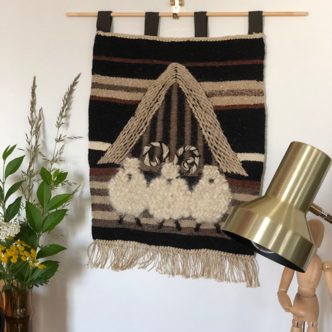 Swedish wool sheep wall hanging made with Swedish wool Scandinavian art ...