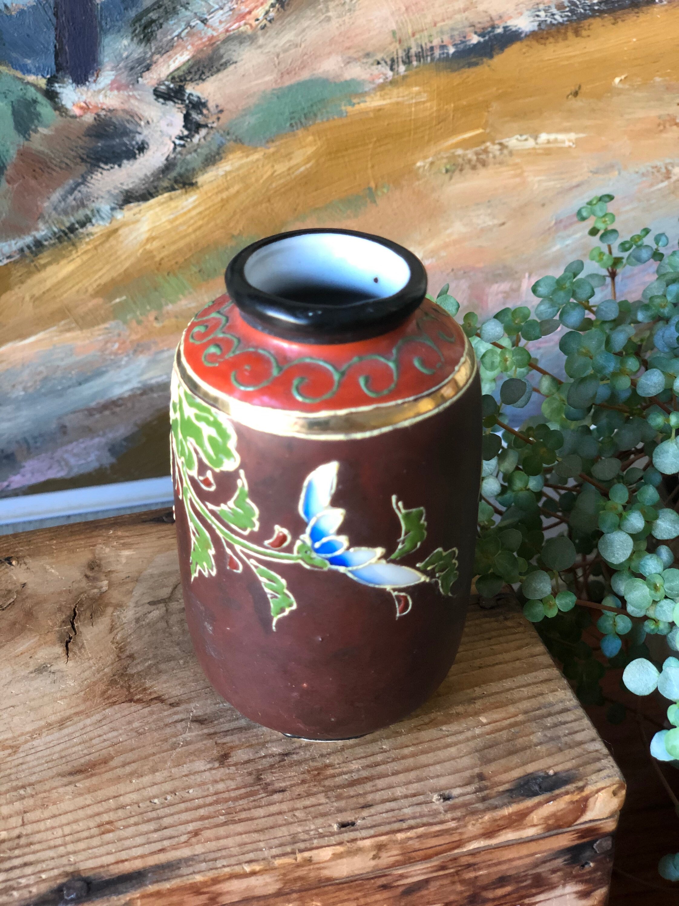 Vintage 1930s Japanese hand painted vase by Tashiro boho bohemian style ... Vintage 1930s Japanese hand painted vase by Tashiro boho bohemian style ...