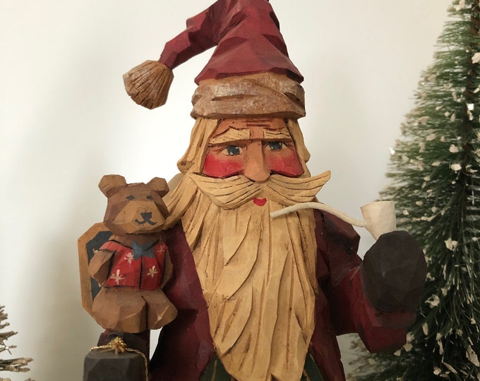 CARVED WOOD SANTA Artist Vaughn and Stephanie Rawson - Etsy