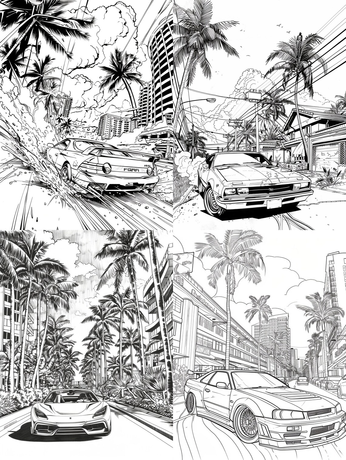 Miami Vice, Cars, Guys & Girls Coloring Pages | 108 Pages | Coloring ...