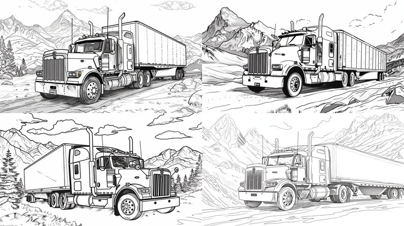 Big Rig Truck Coloring Pages | 100 Pages | Coloring Pages for Kids ...