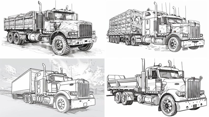 Big Rig Truck Coloring Pages | 100 Pages | Coloring Pages for Kids ...