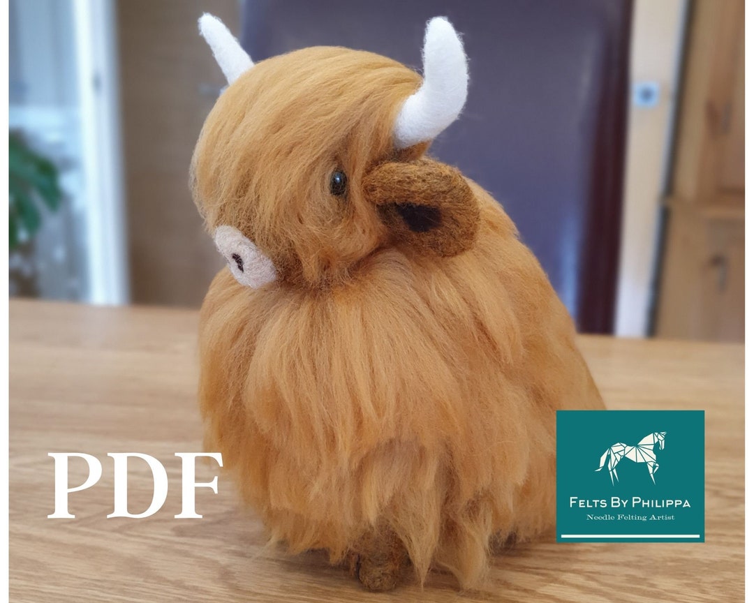 PDF Pattern File for Hugo the Sitting Highland Cow - Needle Felted ...