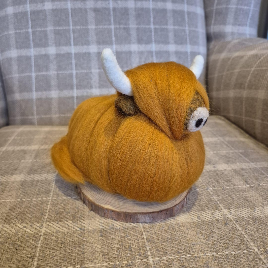 GORGEOUS Sleeping Highland Cow Beautiful Handmade Needle Felted Unique ...