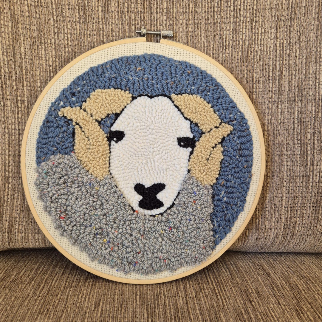 Unique Sheep Punch Needle Embroidery Frame - Beautiful Hand Felted Unique Gift/collectible ...