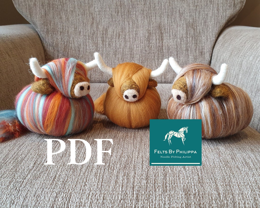 PDF Pattern File for HARRIS the Highland Cow - Needle Felted Animal ...