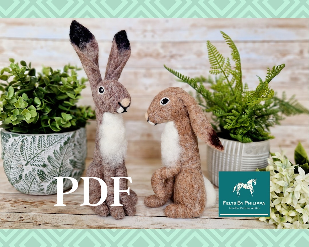 PDF Pattern File for Beatrice and Bonnie Hare - Needle Felted Hare ...