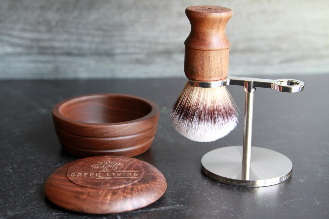 Black Walnut Shaving Bowl Brush Set: Wet Shave Kit for Men - Etsy
