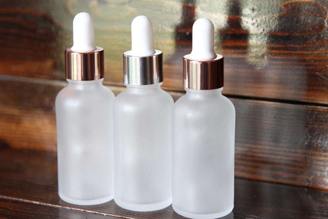 Frosted Glass Dropper Bottle Graduated Dropper 1oz 30ml Cap Color Rose ...