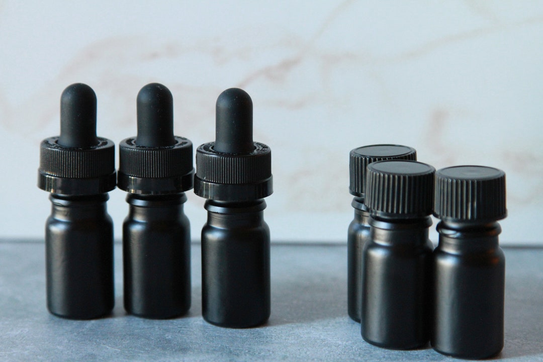 5pk 0.16oz 5ml Mini Glass Dropper Bottles Choose Dropper Screw Caps ...