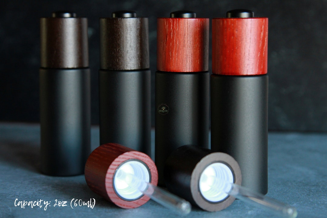 2 Pcs 2oz 60ml Push Button Dropper Black Glass Bottle Round Tip Glass ...