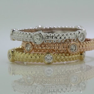 Stackable Rings-tri Color 14K Rings Set of 3 - 0.79ct Diamond Eternity ...