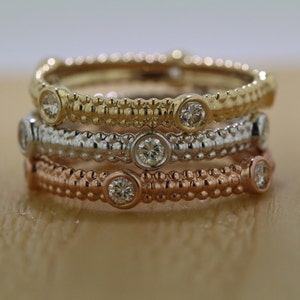 Stackable Rings-tri Color 14K Rings Set of 3 - 0.79ct Diamond Eternity ...