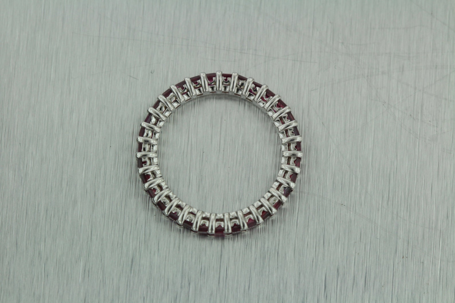 2.0mm FULL Square Ruby Eternity Band 14K White Gold Micro Pave 0.58ctw ...