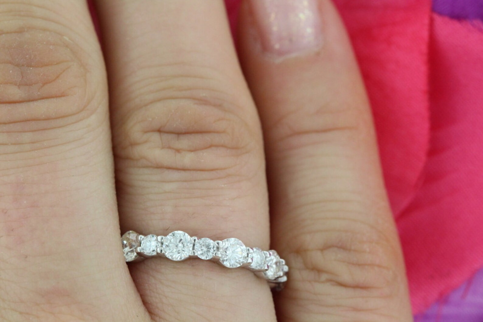 3.5mm FULL 2.26ct F VS2 Graduated Eternity Band 14K White Gold Diamond ...