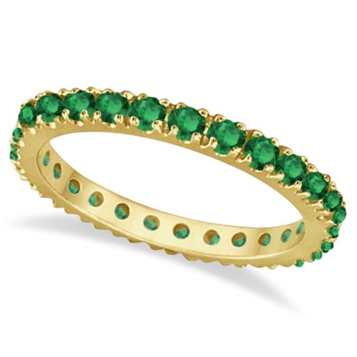 1.8mm Emerald 0.65ctw Eternity Stackable Ring Band 14K Yellow - Etsy