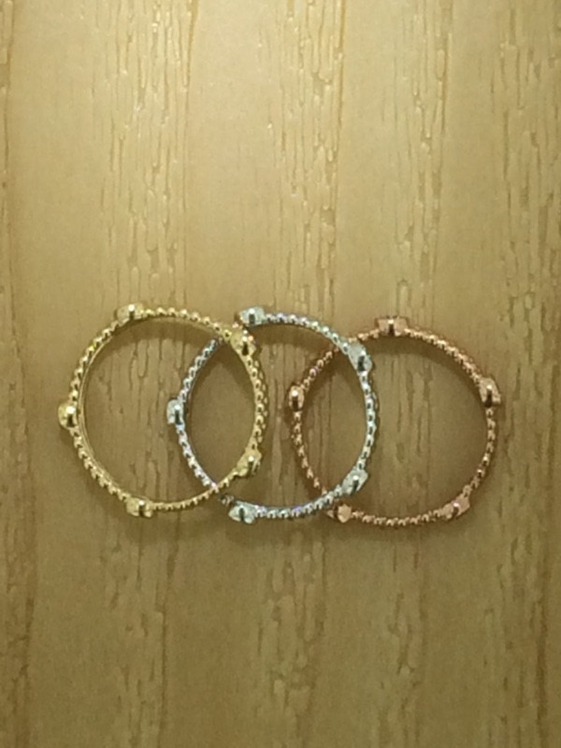 Stackable Rings-tri Color 14K Rings Set of 3 0.79ct Diamond | Etsy