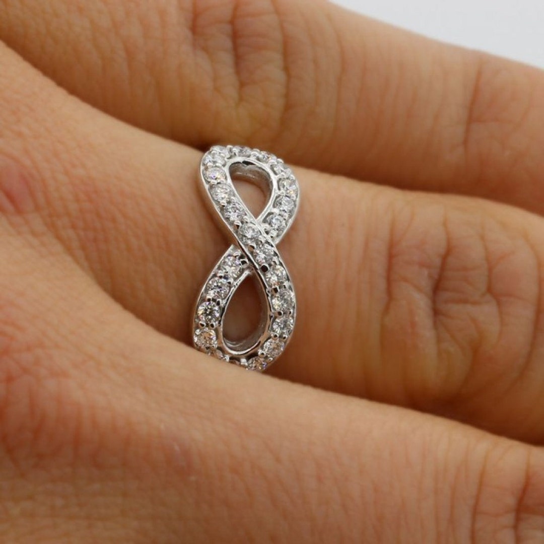 Infinity Style Ring 0.42cts F VS2/SI1 Diamonds Set in Micro Pave 14k ...