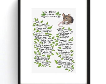 To A Mouse Robert Burns Mounted Print From Original Pen Sketch of Poem ...