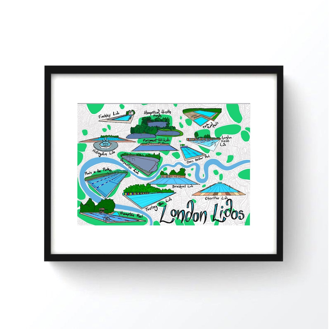 London Lidos Map Print - Etsy UK