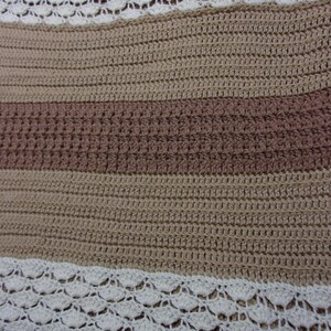 Vintage Crocheted Throw,crocheted Afghan,shades of Tan,cream Color,well ...
