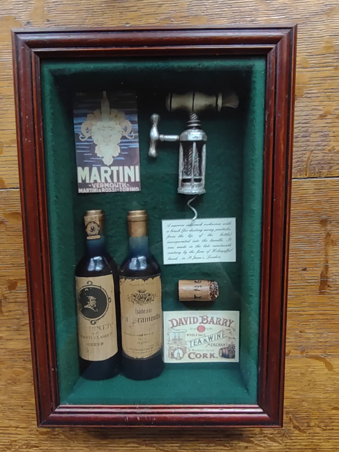 Martini Shadow Box,miniature Bottles,corkscrew,cork,green Velvet ...