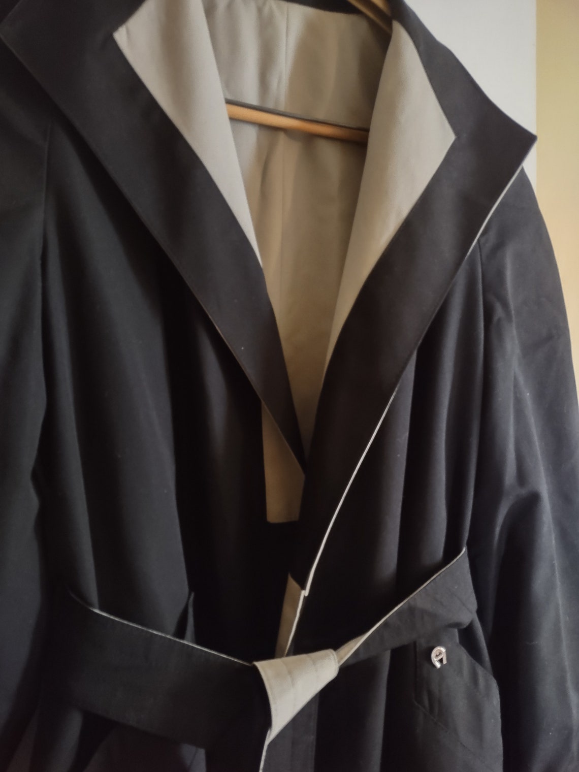 Etienne Aigner Vintage Coat,reversible Trench Coat,black & Gray,made in ...