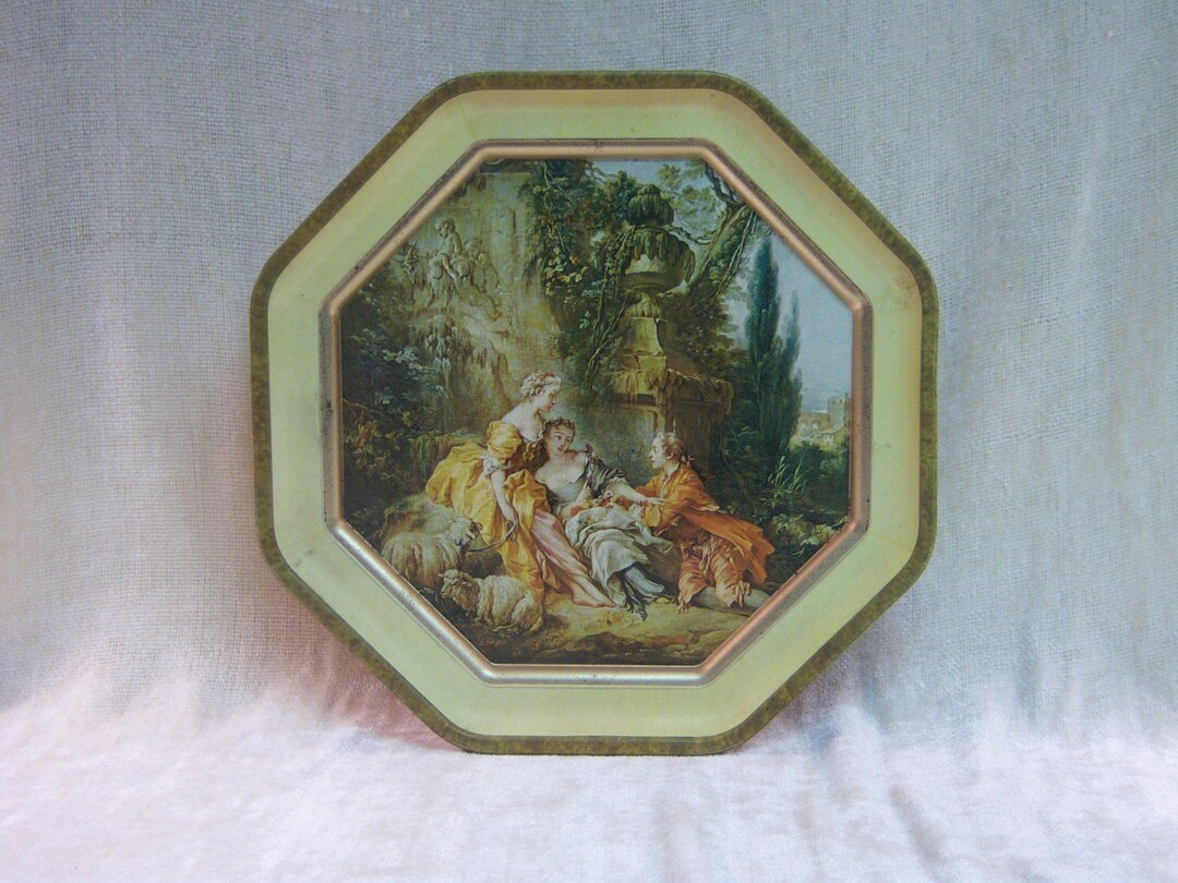 Vintage Sunshine Biscuits Tin With Rococo Style Art by Francoise ...