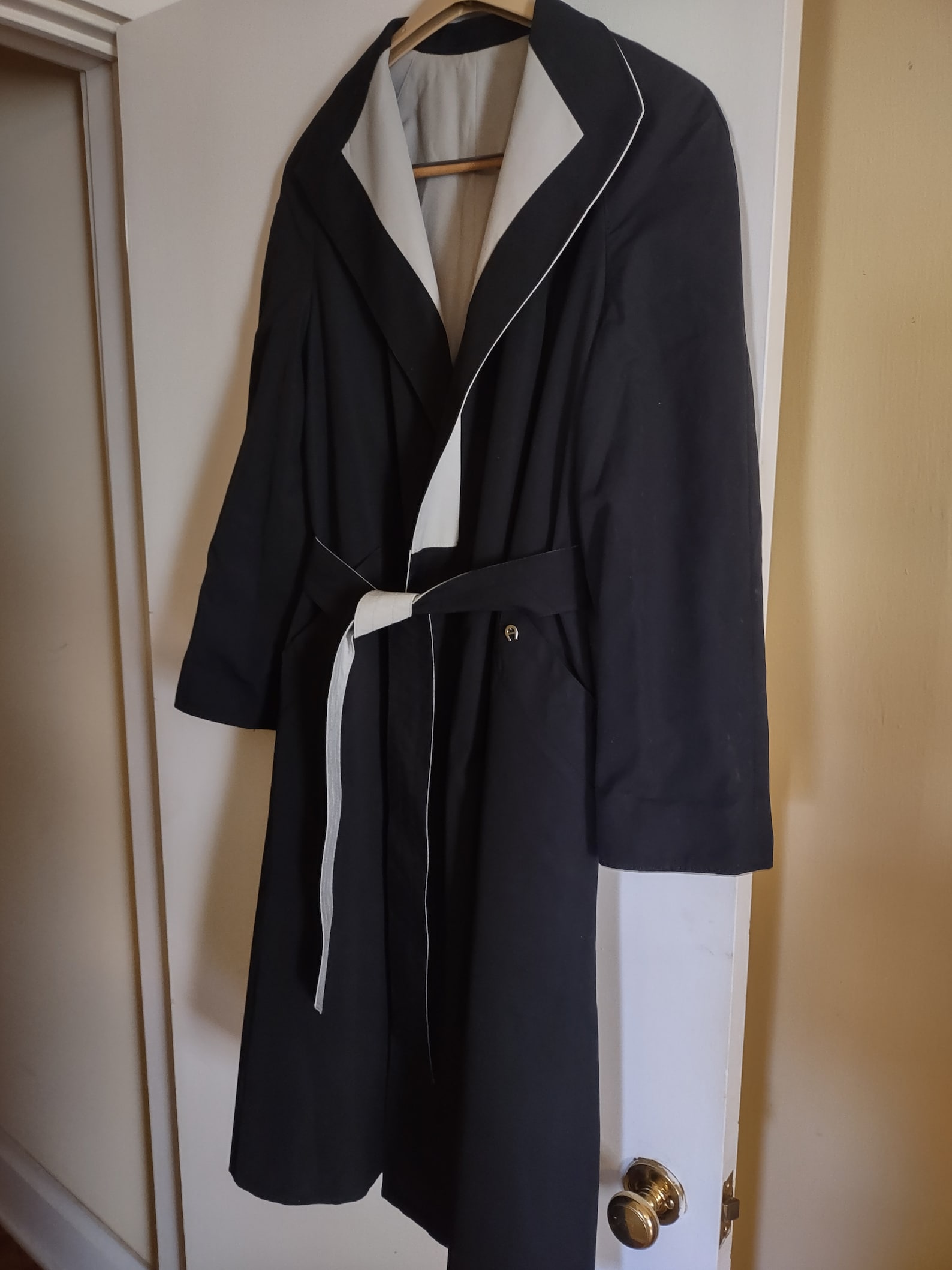 Etienne Aigner Vintage Coat,reversible Trench Coat,black & Gray,made in ...