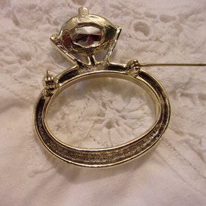 Solitaire Brooch,large Rhinestone,sapphire Blue Rhinestone,gold Tone ...