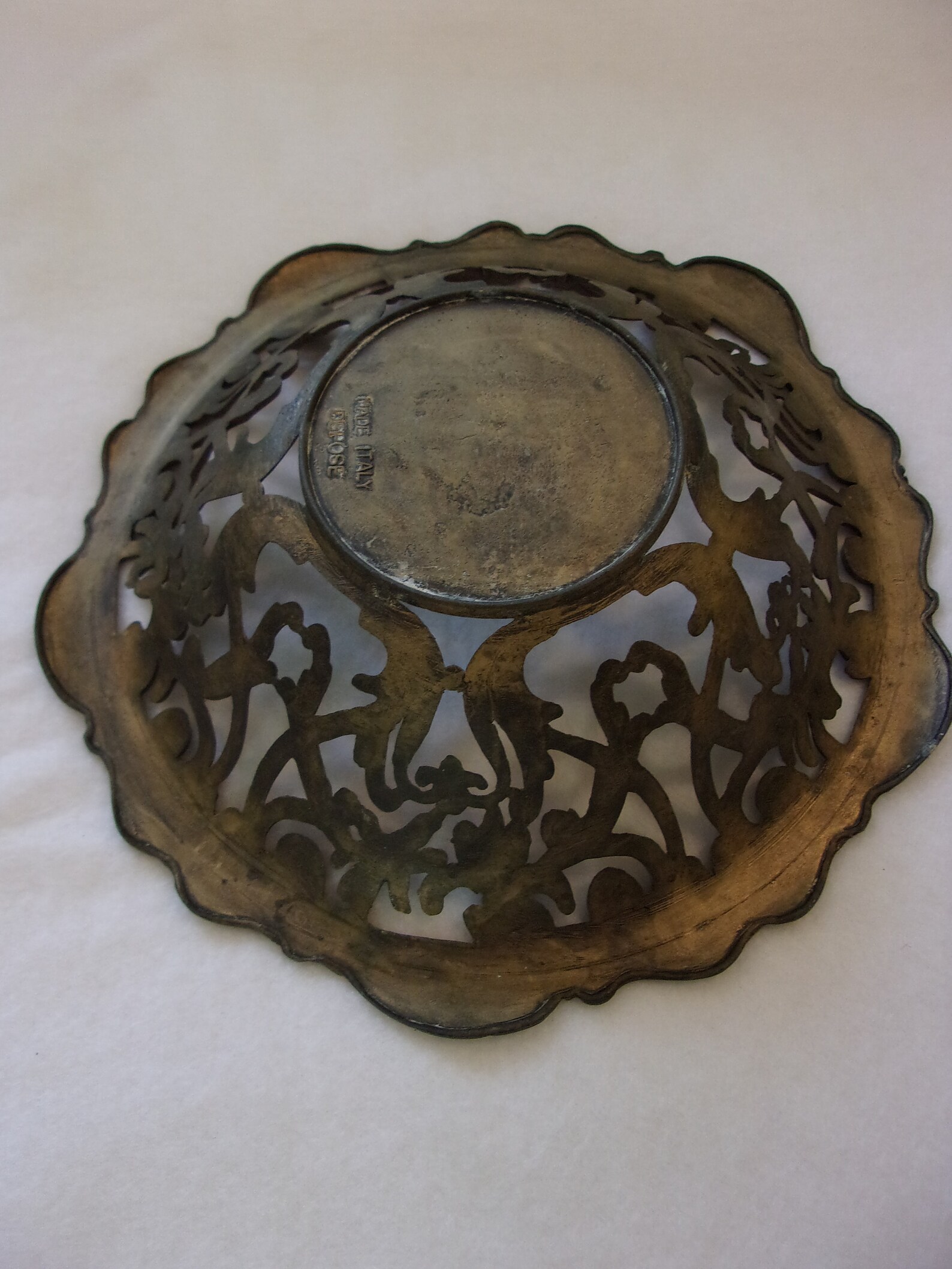 Depose Metal Bowl,gold Antique Finish,made in Italy,ornate Scalloped ...