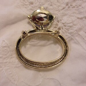 Solitaire Brooch,large Rhinestone,sapphire Blue Rhinestone,gold Tone ...