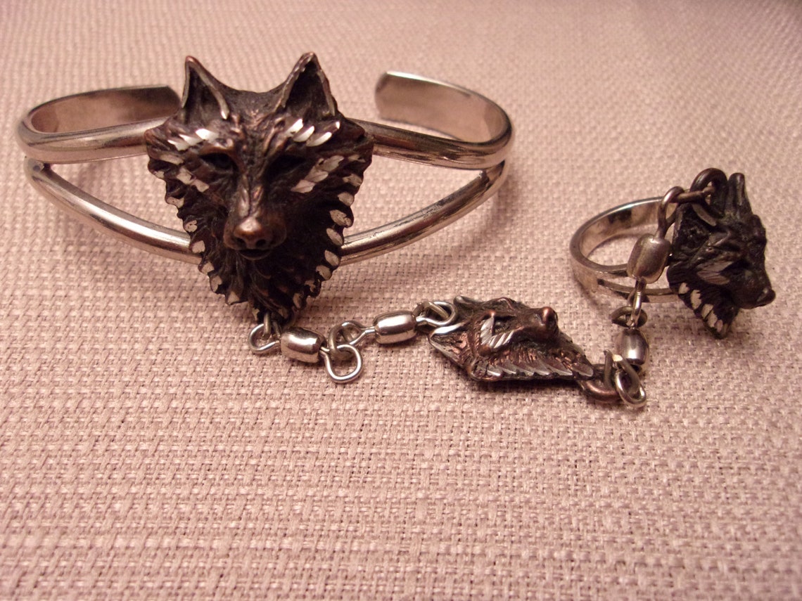 Wolf jewelry setvintage wolf jewelryEJC bracelet with | Etsy