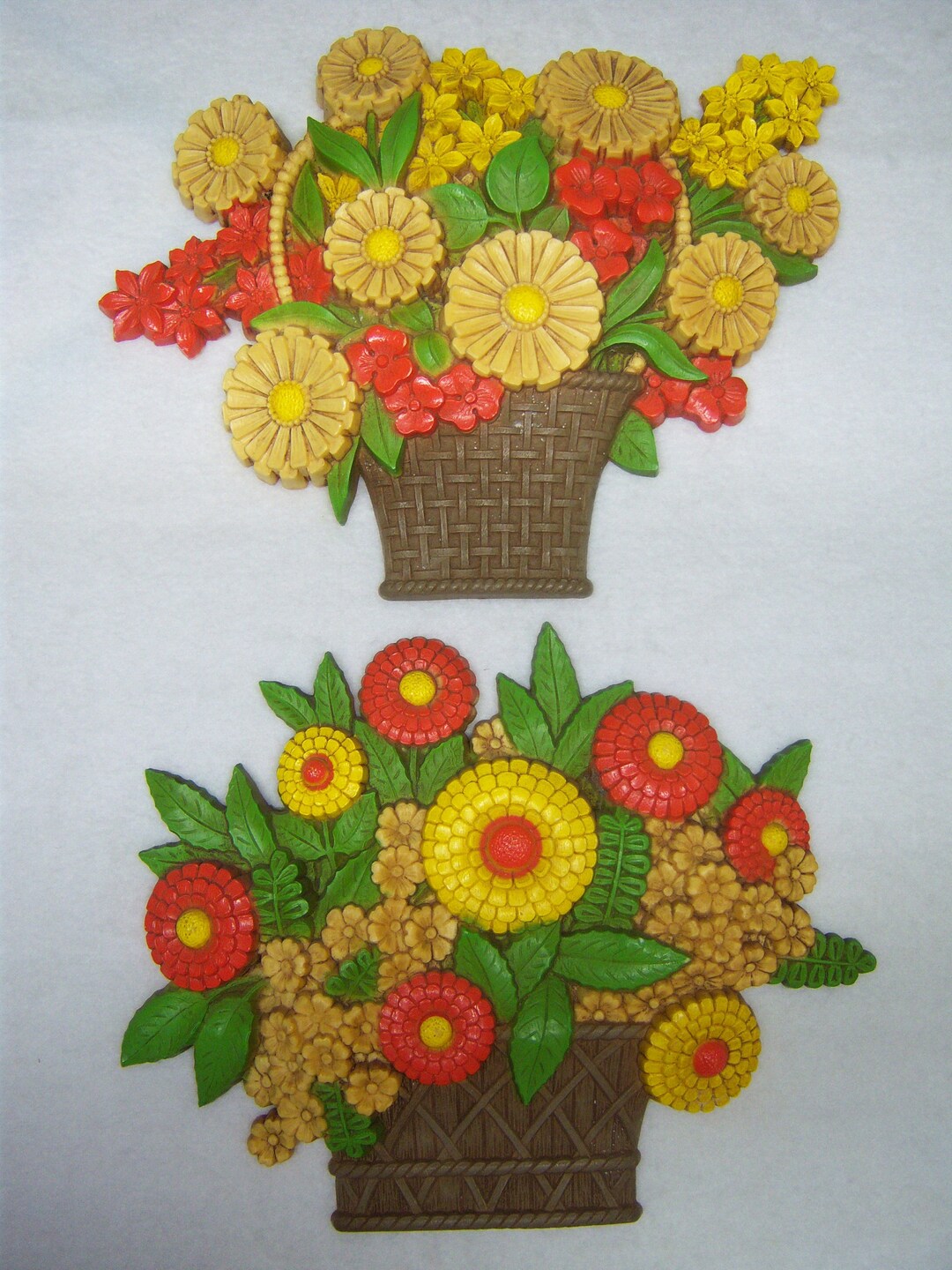 Syroco Flower Basket Plaques,1970s Resin Plaques,set of (2),vintage ...