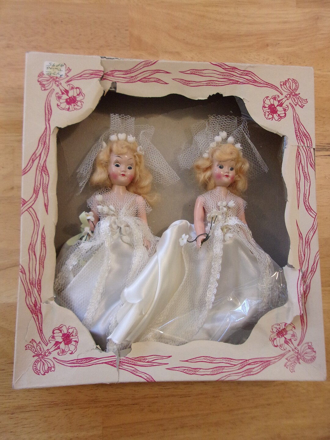 Vintage Bride Dolls,hard Plastic,8" Tall,twin Bride Dolls,1950's,sleep ...