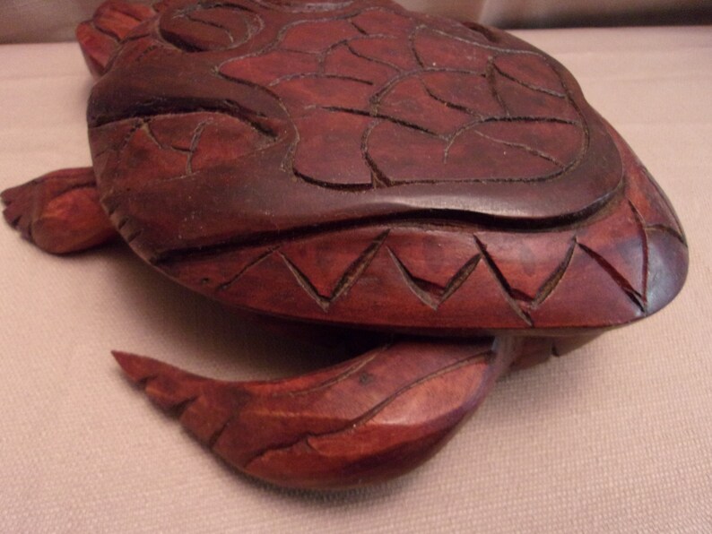 Hand carved wooden turtlevintage wood turtleunique | Etsy