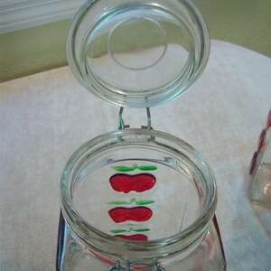 Painted Apple Motif Canisters,glass Canisters,hinged Lids,4 Piece ...