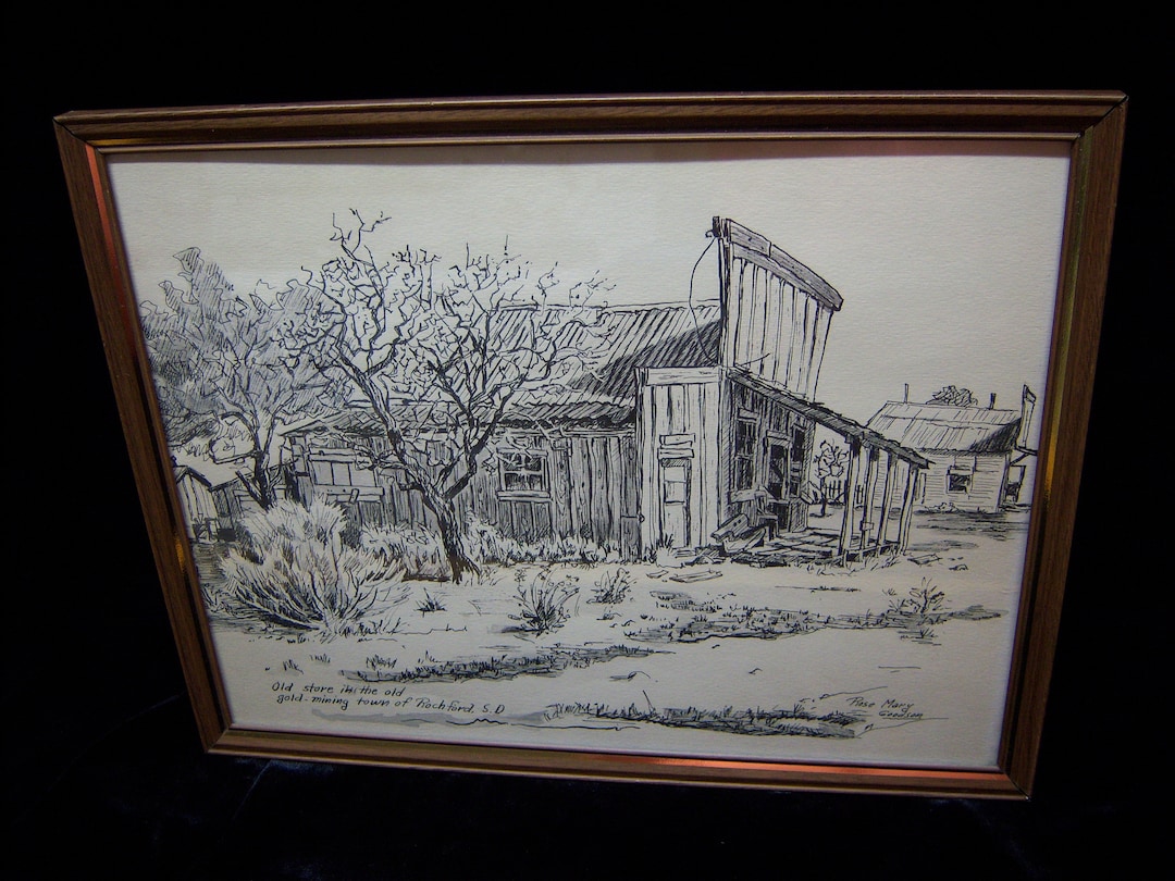 Rose Mary Goodson Artist,ink Drawing,old Western Store,gold Mining Town ...
