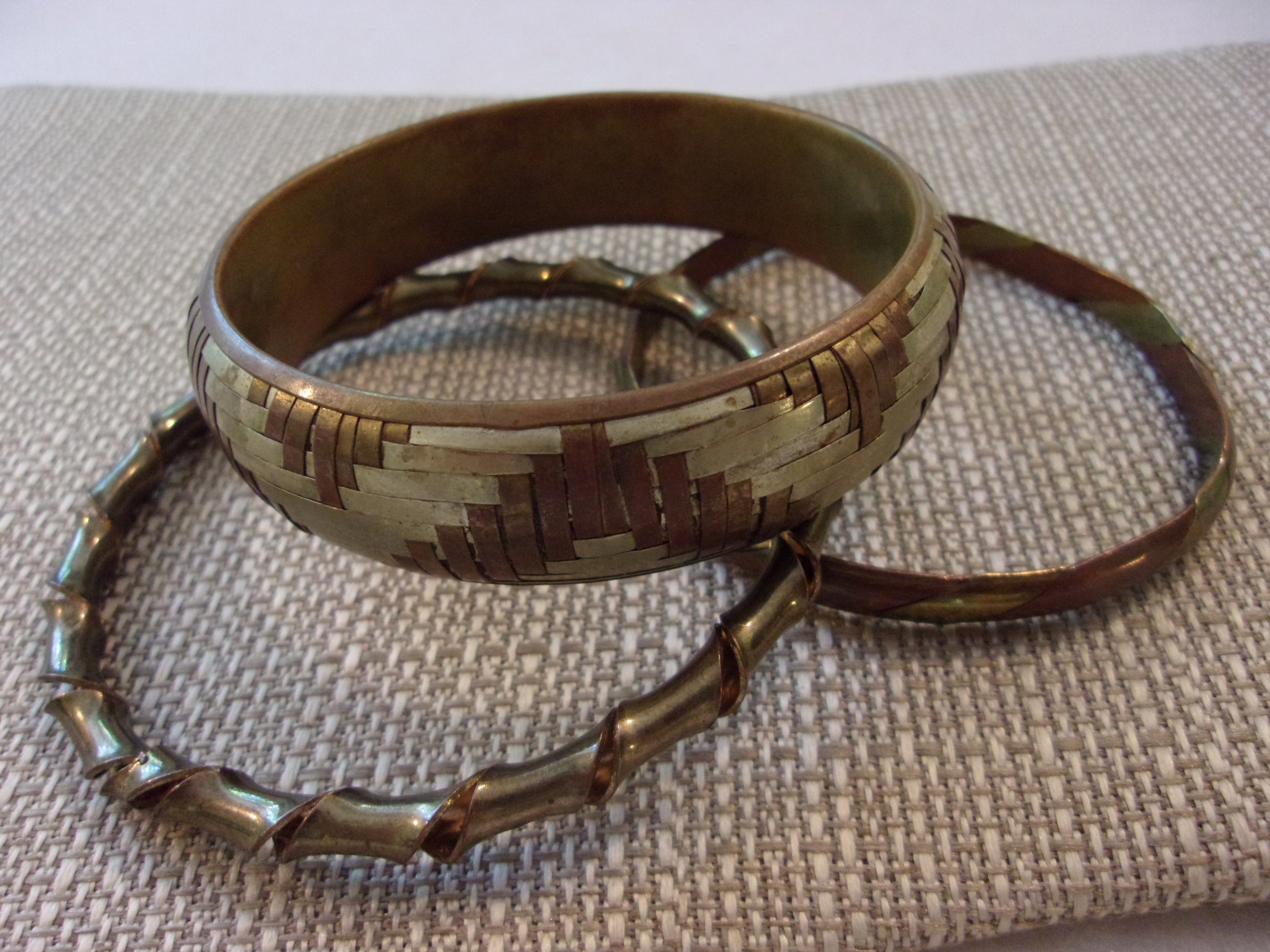 Copper and Brass Bangles,vintage Bracelets,basket Weave,twisted,lot of ...