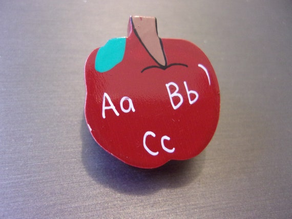 vintage wood pins,gift for school teacher,red school … - Gem
