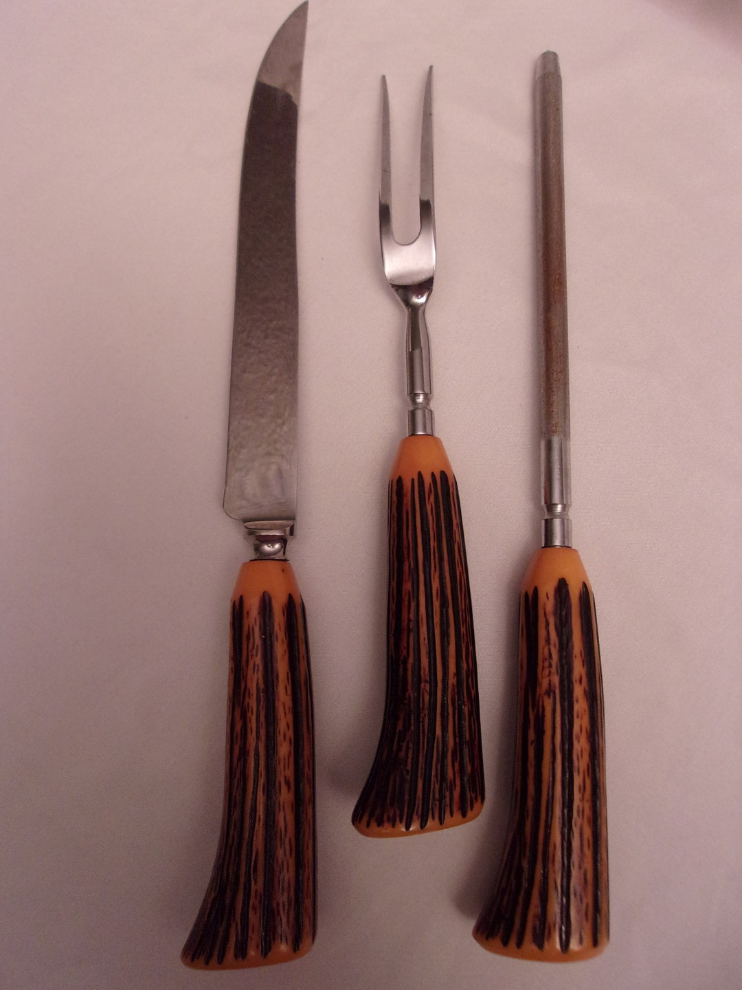 Sheffield England Carving Set,vintage,faux Antler Handles,bakelite ...