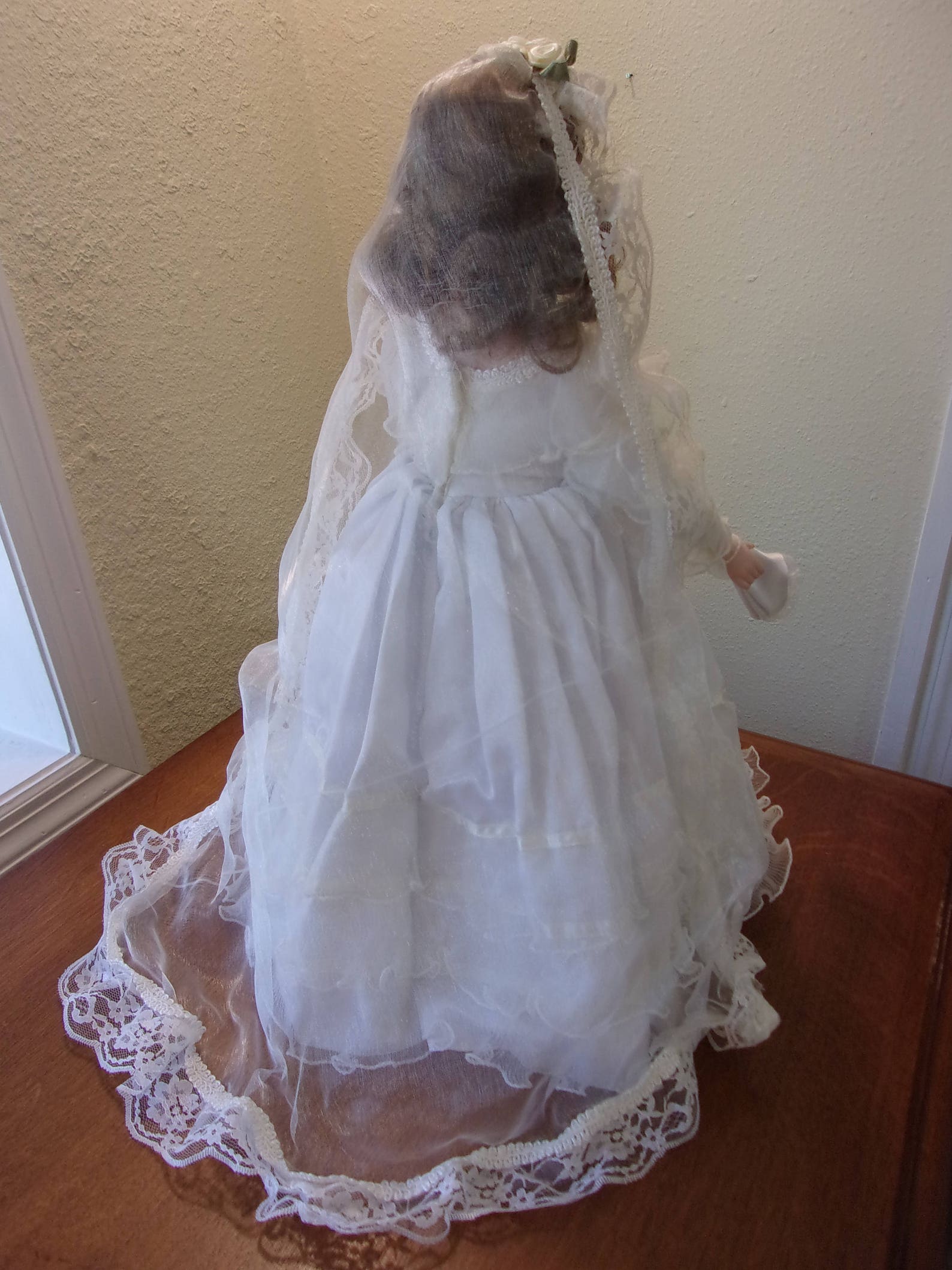 Vintage Bride Doll,bisque Porcelain Doll,victorian Style Satin Gown ...