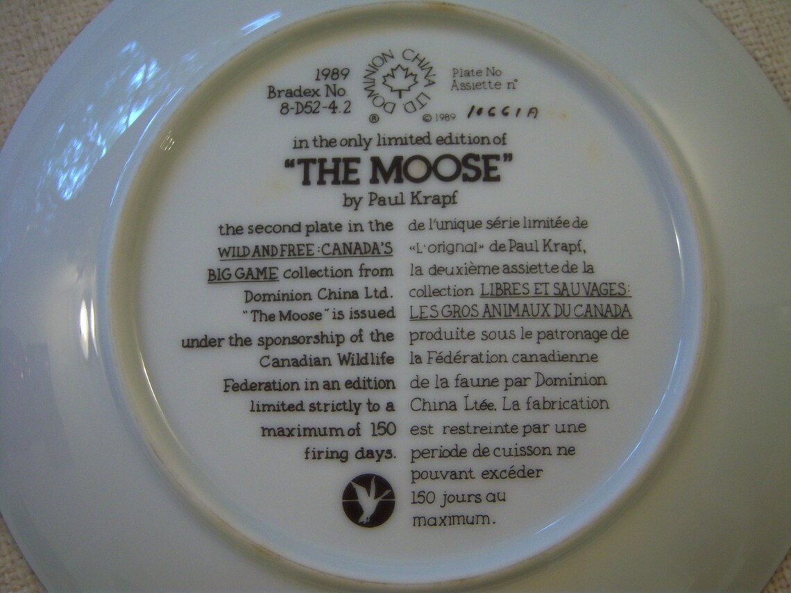 Vintage Moose Collector Plate/wild & Free Canada's Big - Etsy