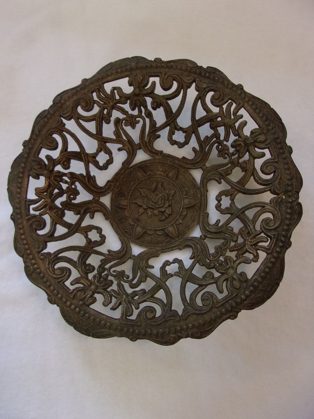 Depose Metal Bowl,gold Antique Finish,made in Italy,ornate Scalloped ...