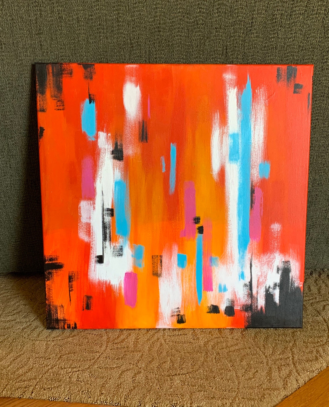 Orange Abstract Acrylic Painting - Etsy