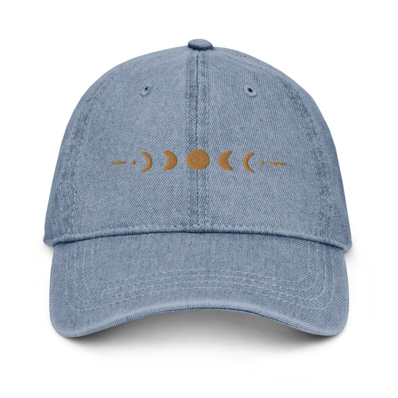 Moon Phase Hat Embroidered Denim Dad Hat Baseball Cap | Etsy