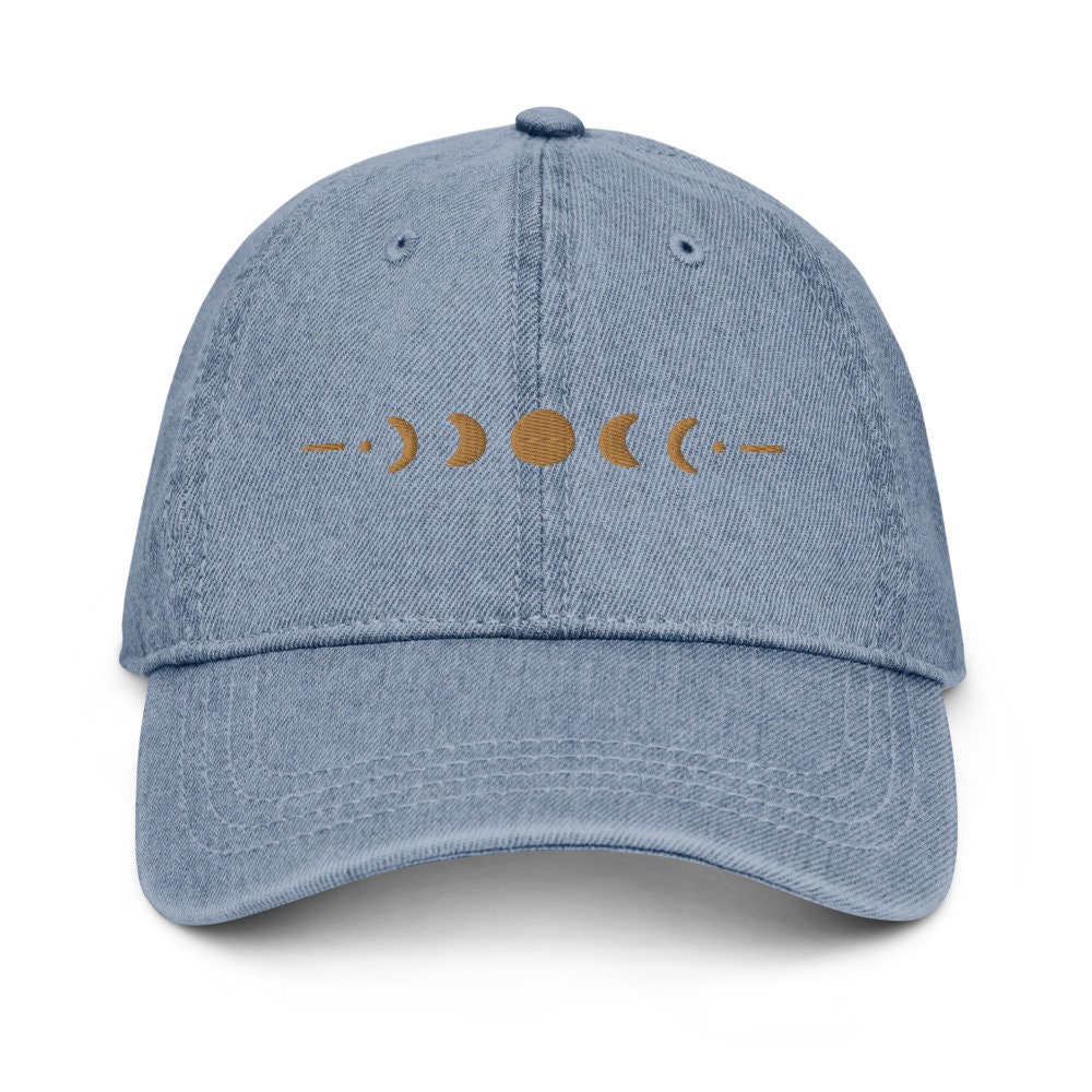Moon Phase Hat Embroidered Denim Dad Hat Baseball Cap | Etsy