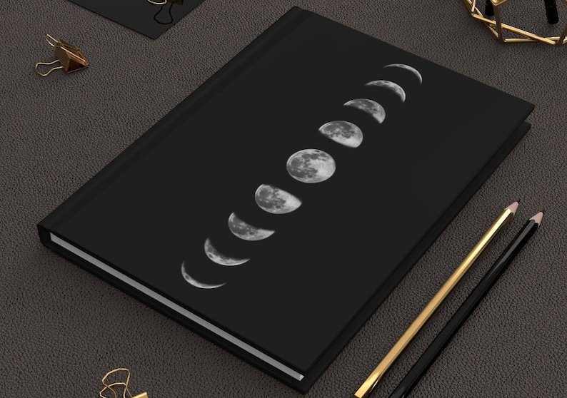 Moon Phase Diary Hardcover Bullet Journal Habit Tracker Yoga - Etsy
