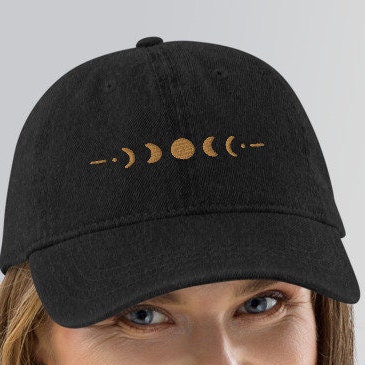 Moon Phase Hat Embroidered Denim Dad Hat Baseball Cap | Etsy
