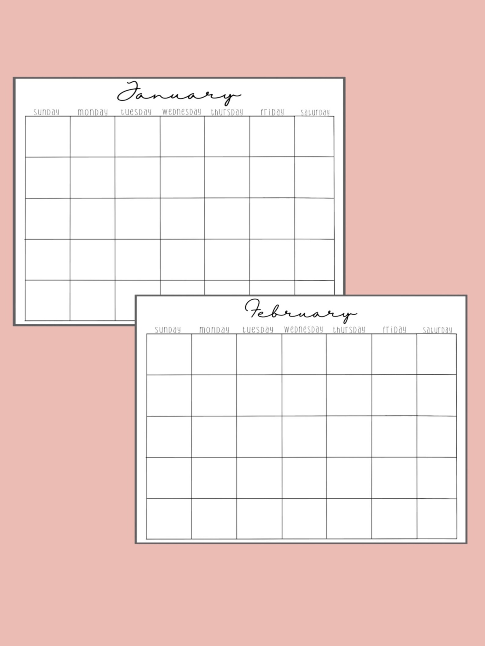Printable Monthly Weekly Planner Simple Calendar Digital - Etsy